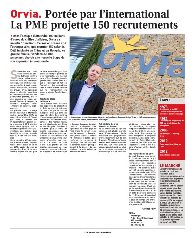 FEV. 2015 - Orvia et sa stratégie de développement - Orvia