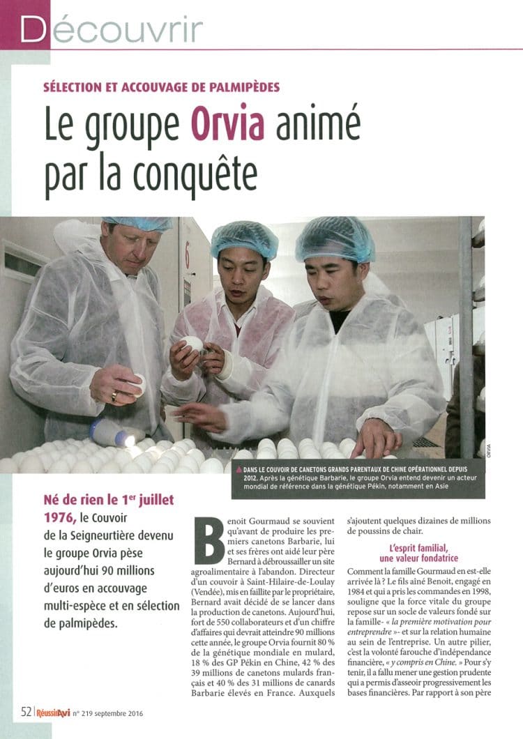 SEPT. 2016 - Le groupe Orvia animé par la conquête - Orvia